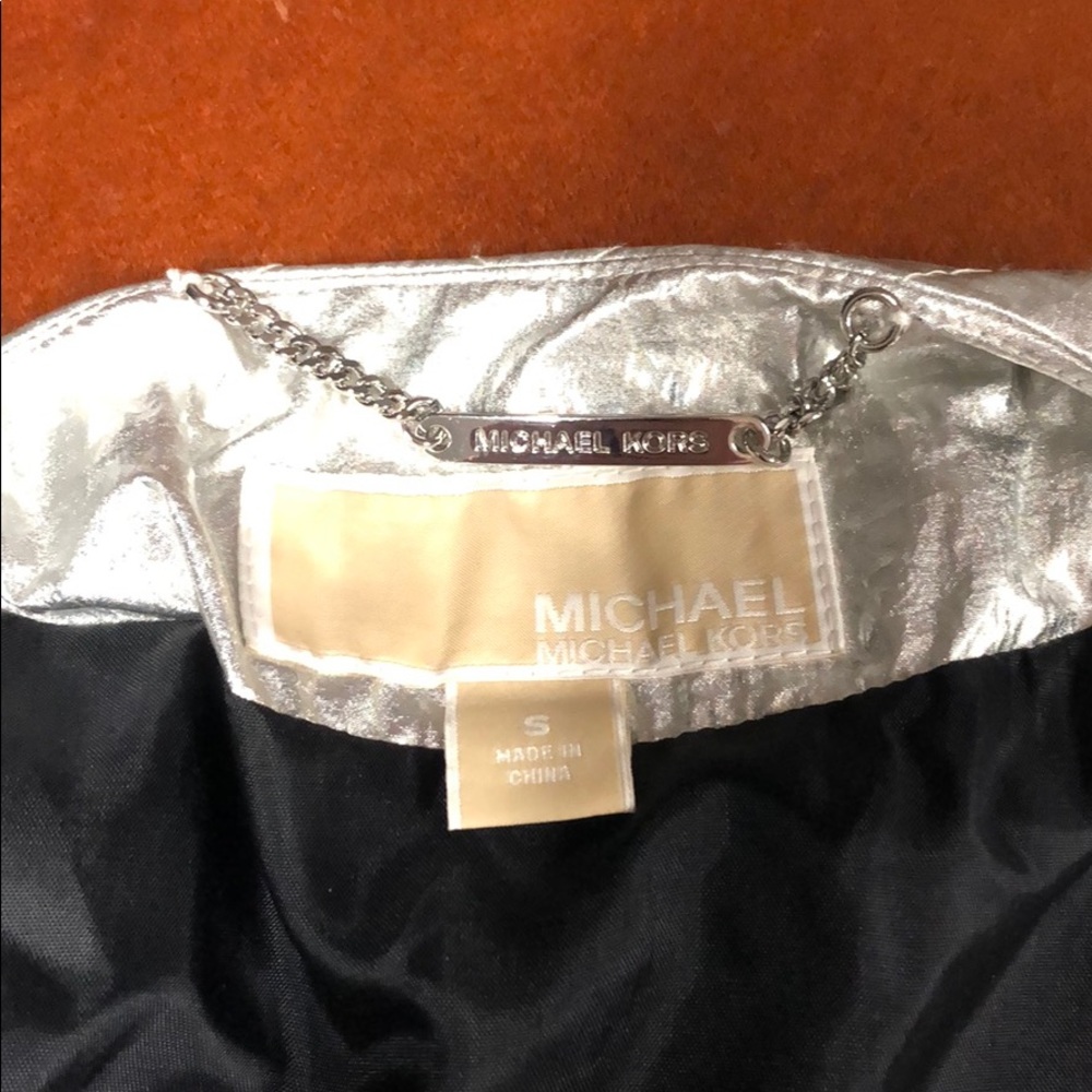 Michael Kors Metallic Silver Quilted Jacket - Gem